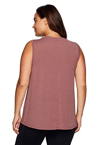 RBX Women's Plus Size Fashion Tank Top Relaxed Yoga Tunic Tank Dusty Rose Heather 2X