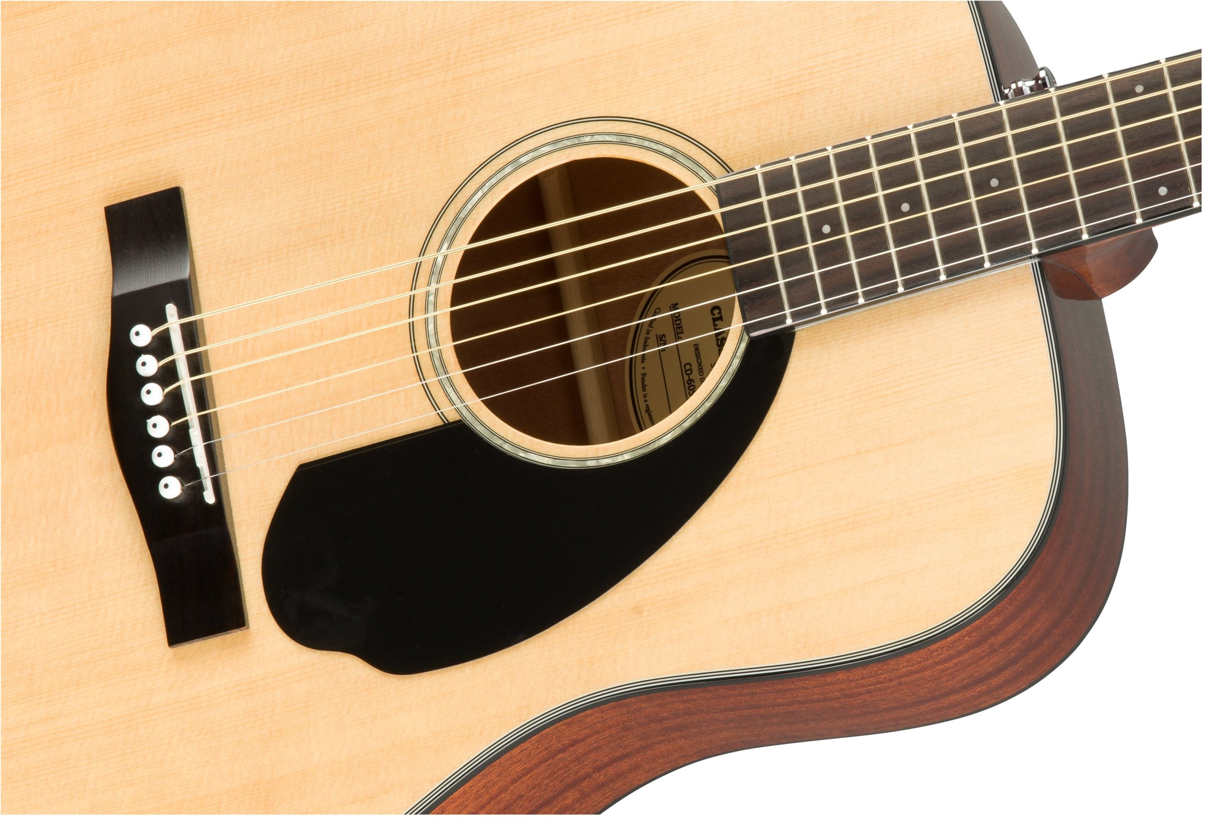 Fender CD-60S Solid Top Dreadnought Acoustic Guitar - Natural Bundle with Hard Case, Tuner, Strap, Strings, Picks, Polishing Cloth, and Austin Bazaar Instructional DVD