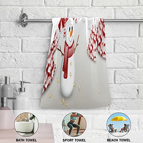 JSTEL Christmas Snowman Kitchen Towels Set of 2,Super Absorbent Dish Drying Towels Rectangle 28.3x14.4 inch Microfiber Kitchen Hand Towels Xmas Pattern