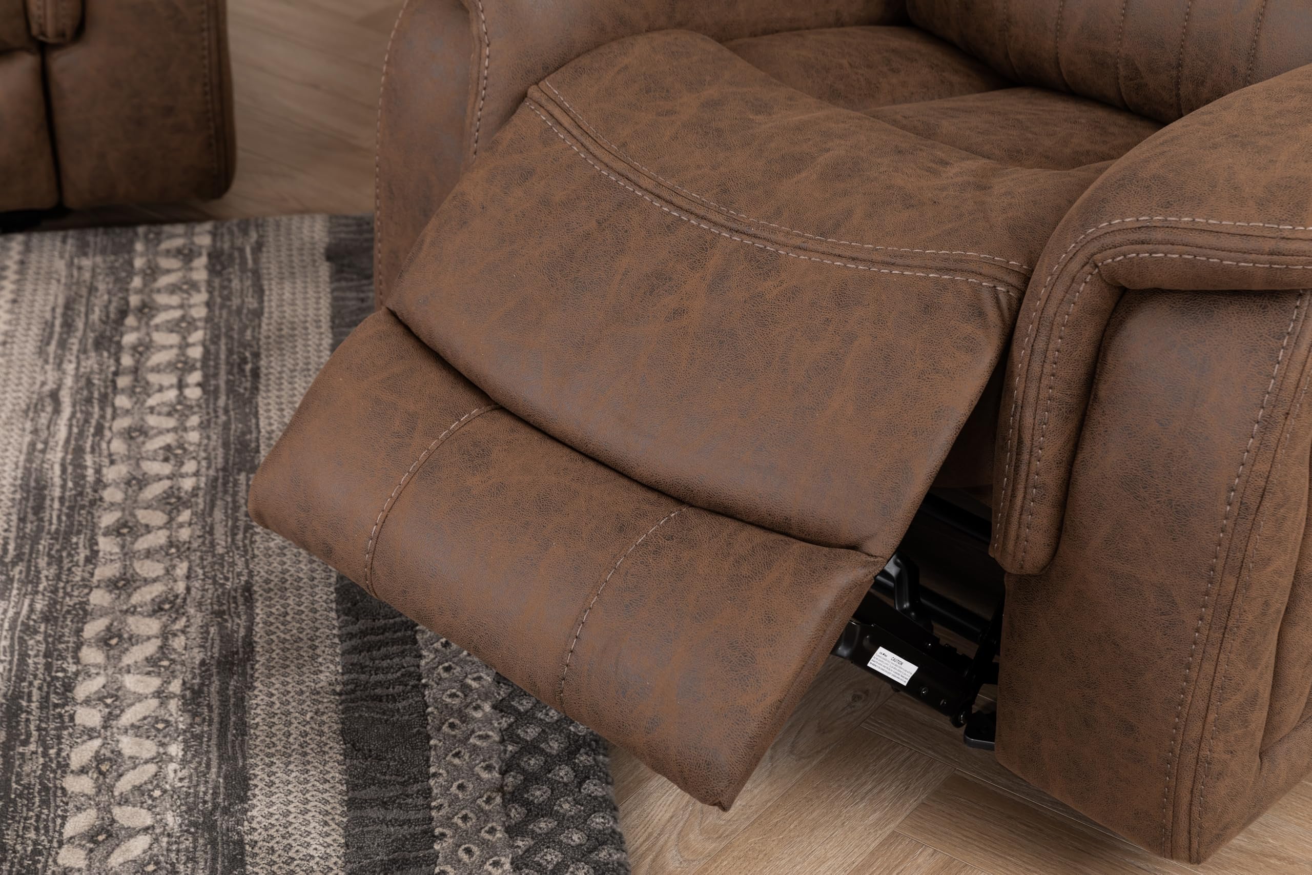 MODCART Wall Hugger 3 Seaters Recliner Sofa, Includes a Drop-Down Backrest That Converts into a Table with Cupholders, Living Room Furniture for House, Office
