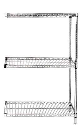 Omega Products Corporation 12" Deep x 36" Wide x 63" High 3 Tier Chrome Add-On Shelving Unit