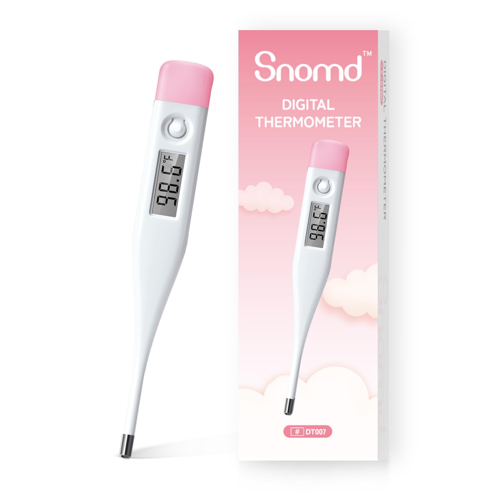 Snomd Digital Oral Thermometer for Adults and Children with LCD Display, Oral Thermometer for Baby with Fever Alarm Rectal & Underarm Use, Fast Reading Thermometer