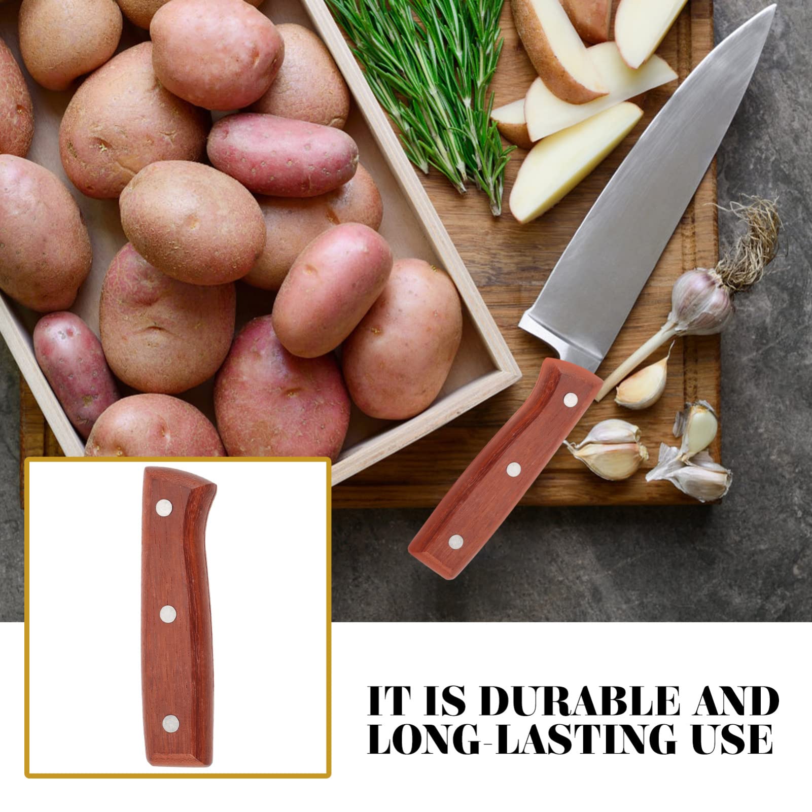 Hemoton Japanese Accessories Kitchen Knife Handle Replacement Ergonomic Cutter Grip Wood Knife Scales DIY Knife Repair Part Knife Making Accessory Knife Making Supplies