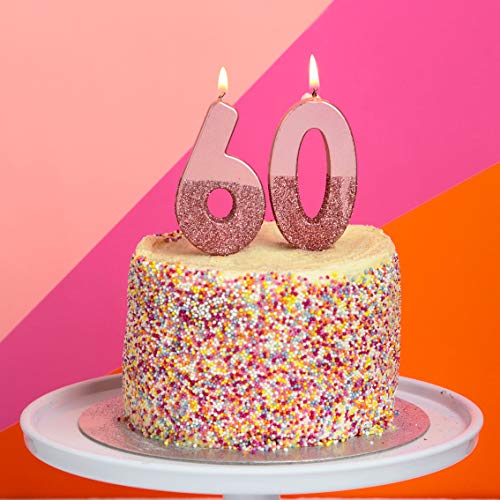 Talking Tables Rose Gold Glitter Number 2 Candle Premium Quality Cake Topper Decoration Pretty, Sparkly for Kids, Adults, 21st Birthday Party, Anniversary, Milestone