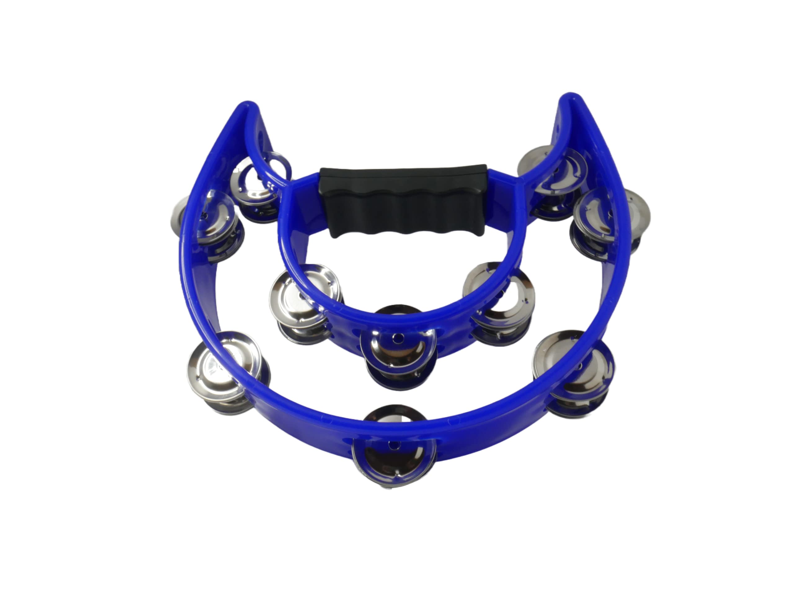 Half Moon Tambourine Double Row Jingle Tambourine 8 inch | Handheld Small Tambourine | Percussion Musical Instrument | Esterly's (Black)