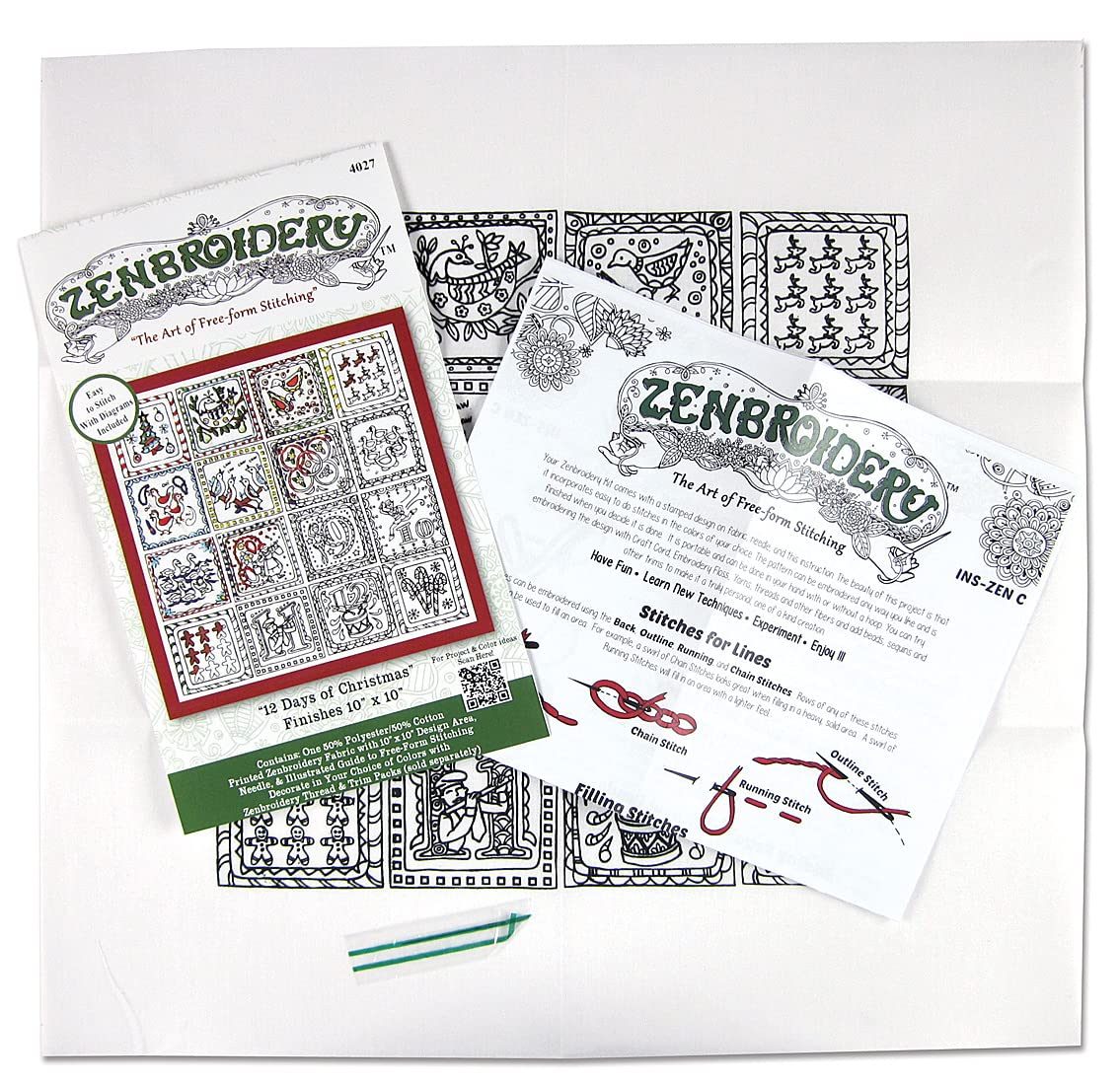 Tobin 12 Days Stamped Zenbroidery Kit, Multi-Colour