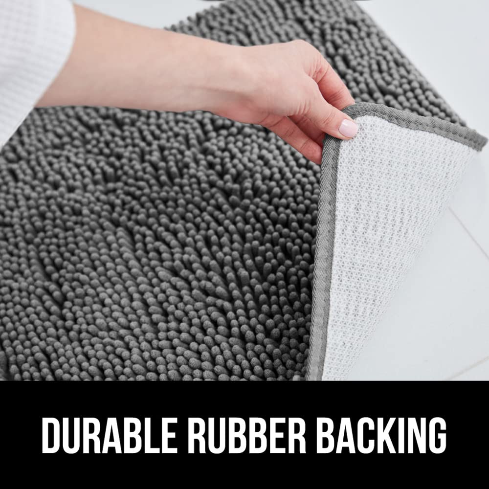 Gorilla Grip Bath Rug and Area Rug Set, Bath Rug Size 30 x 20 in, Shaggy Machine Washable Mats, Area Rug Set Size 22 x 19 x 15 in and 30x20, Absorbent Washable Mats, Both in Gray, 2 Item Bundle