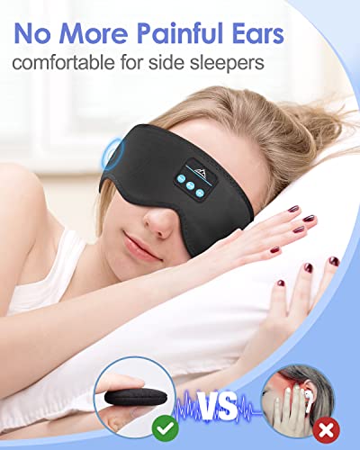 Sleep Headphones Bluetooth Headband Sleeping Headphones Headband 10Hrs Wireless Music Eye Mask with Comfortable Earbuds for Side Sleepers, Women Men Tech Gift for Birthday Christmas Stocking Stuffers