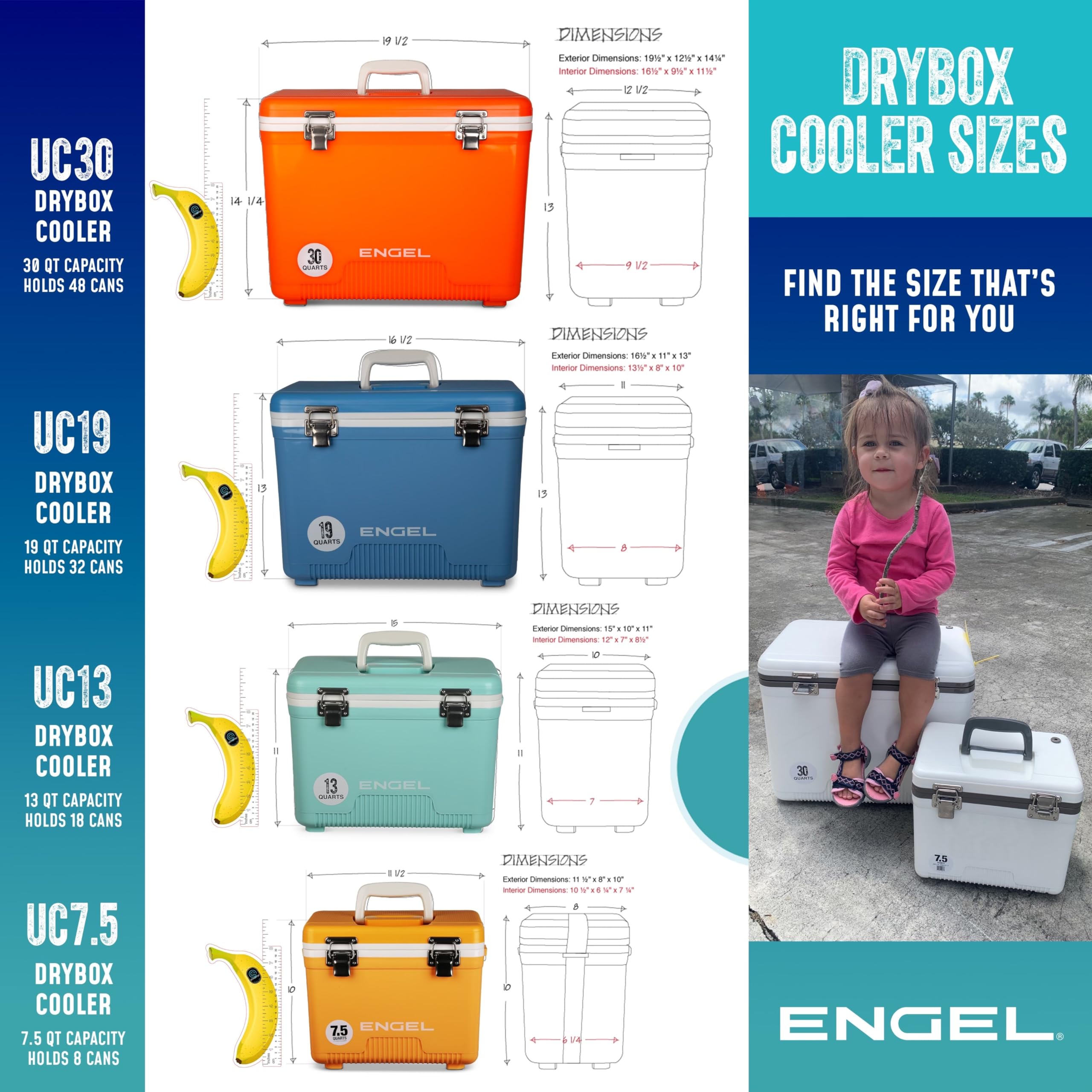 Engel UC19 19qt Leak-Proof, Air Tight, Drybox Cooler and Small Hard Shell Lunchbox for Men and Women in Tan