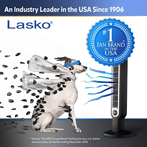 Lasko 4924 High Velocity Blower Fan with Handle, 30 Inch, Gray & Oscillating Tower Fan, Nighttime Setting, Remote Control, Portable, Timer