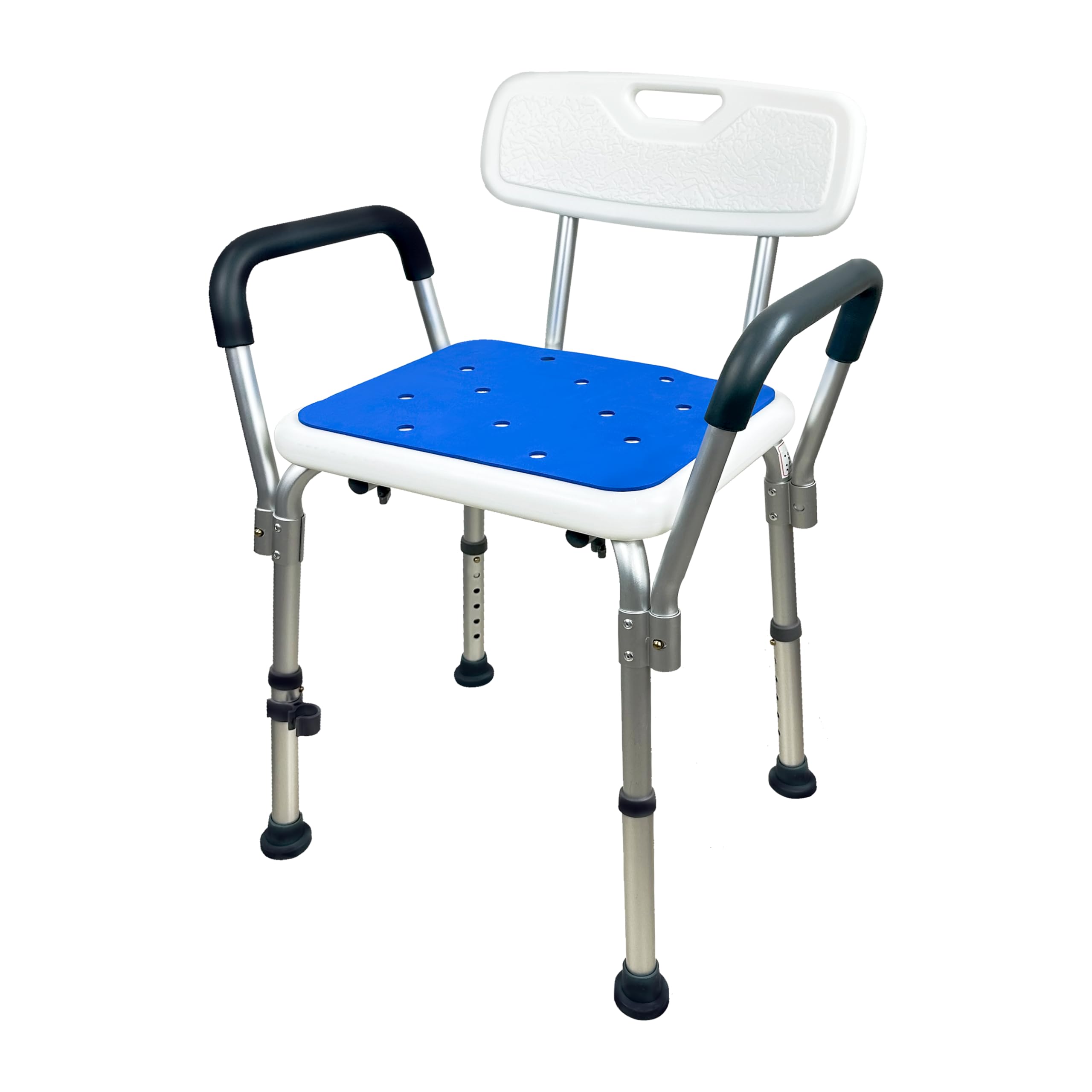 Shower Chair for Inside Shower Seat with Adjustable Height Padded Armrests Shower Chair for Elderly and Disabled Slip Resistant Seat Heavy Duty 300 lb Capacity