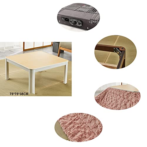 GUABI-CHENCHEN Kotatsu Table Set, Coffee Tables Heating Table, Japanese Tatami Stove, Include Square Futon Table with Heater and Blanket Tatami Heated with Heater, Comforter, Soft Rug CHENCHEN