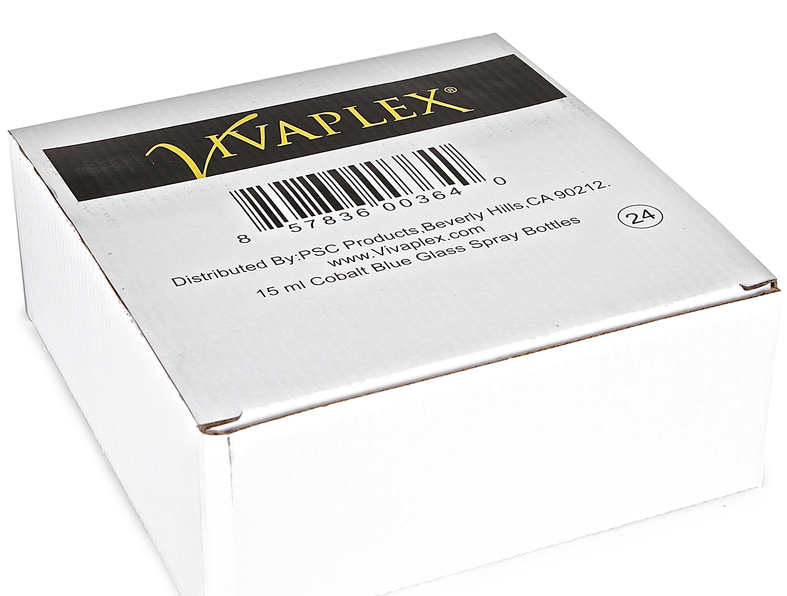 Vivaplex, 24, Cobalt Blue, 15 ml (1/2 oz) Glass Bottles, with Black Fine Mist Sprayer's