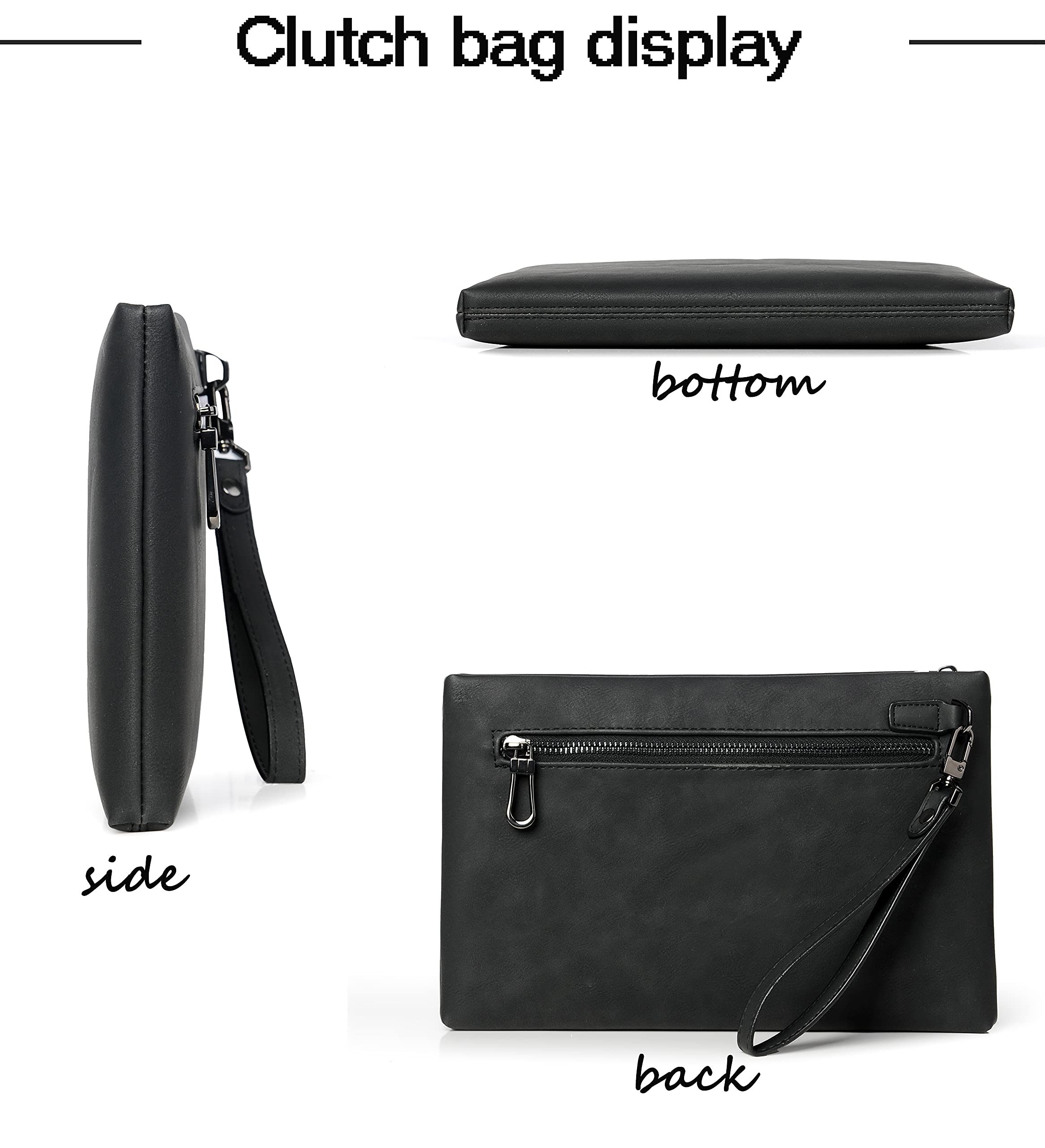 FSD.WG Mens Clutch Bag Man Purse Handbag 12 inches Large Hand Bag Big Clutch Wallet 3 COLOR