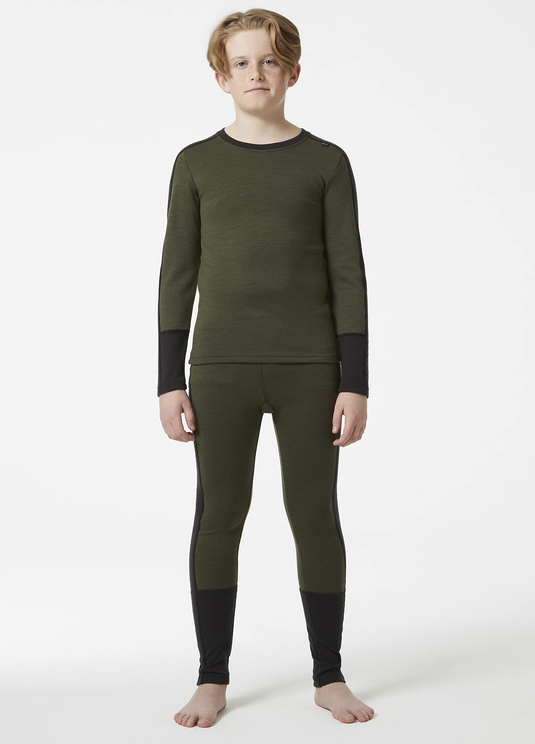 Helly-Hansen Junior Unisex LIFA Merino Midweight Baselayer Set, 432 Utility Green, 14