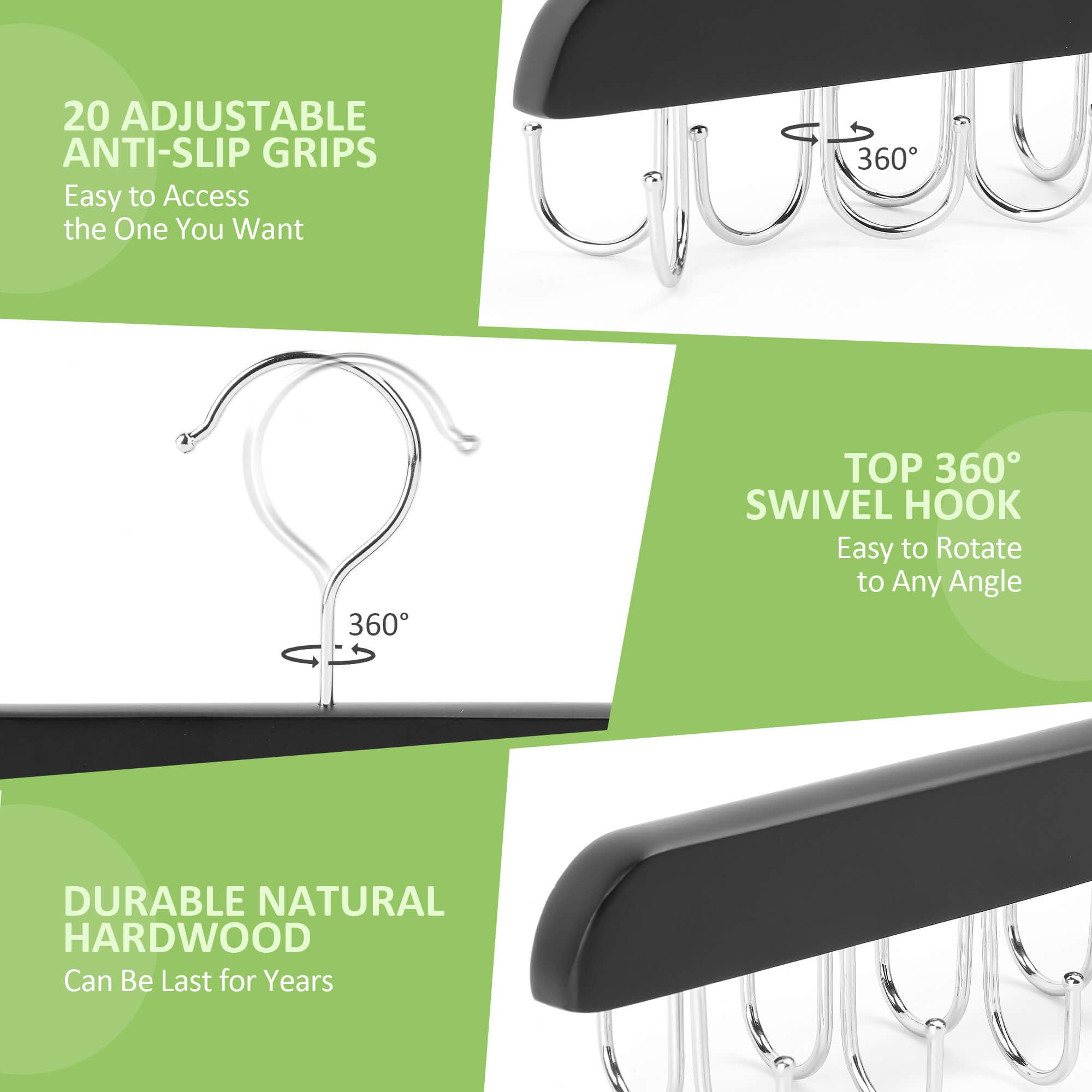 OMHOMETY Bra Hanger for Closet, Tank Top Hanger 20 Hooks Capacity Sturdy Wood Space Saving Hanger Sport Bras Holder, Closet Organizers and Storage, Black 1 Pack