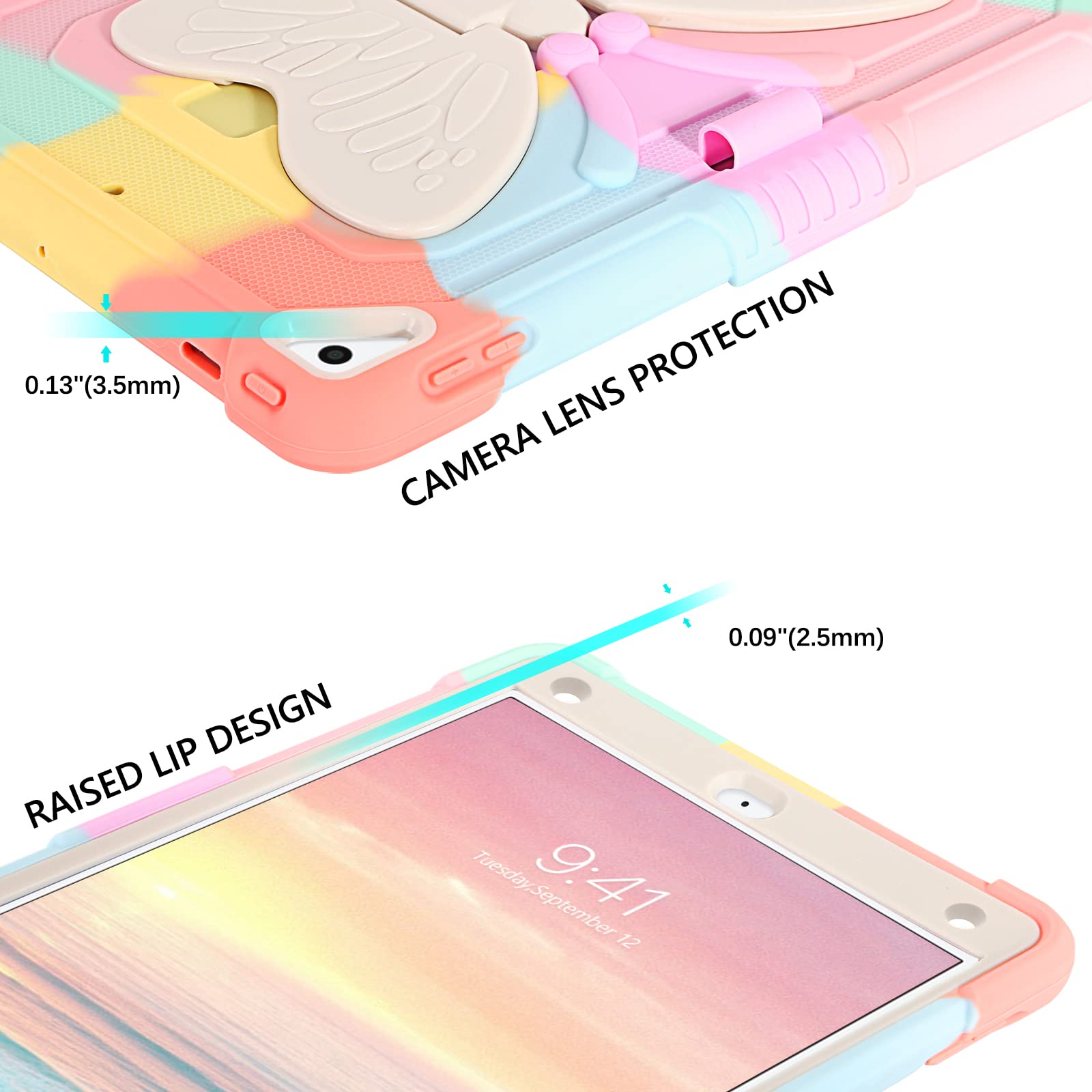 GUAGUA Compatible for iPad Air 2 Case for Kids, iPad 6th/5th Generation Case 2018/2017, iPad Pro 9.7 Case Kickstand Cover 2 in 1 Rugged Shockproof Anti-Scratch Tablet Case with Pen Holder, Colorful