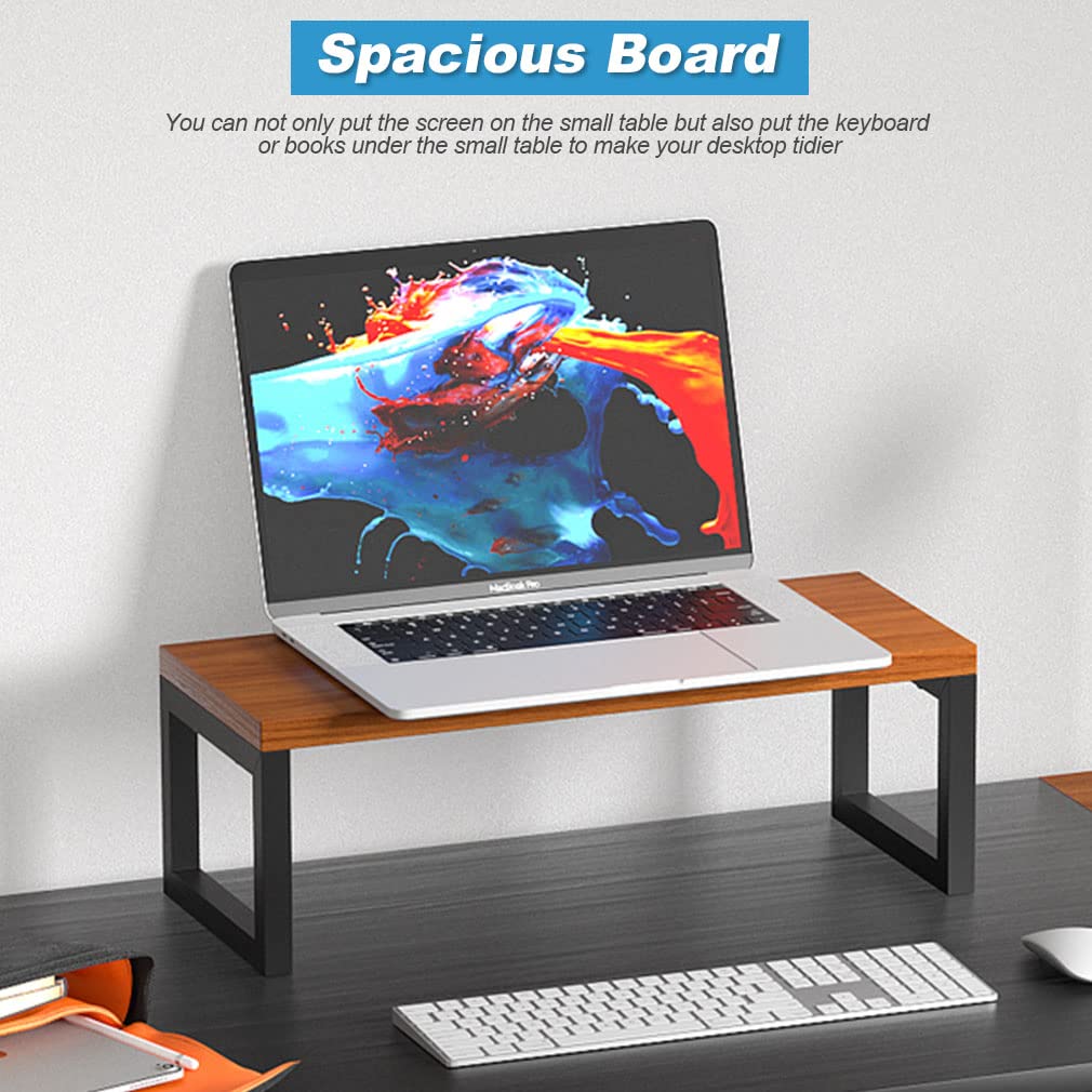 PayLessHere Computer desk with Monitor Riser Writing Large Table Home Office Hook Modern Student Study Desk with Stable Structure, Brown