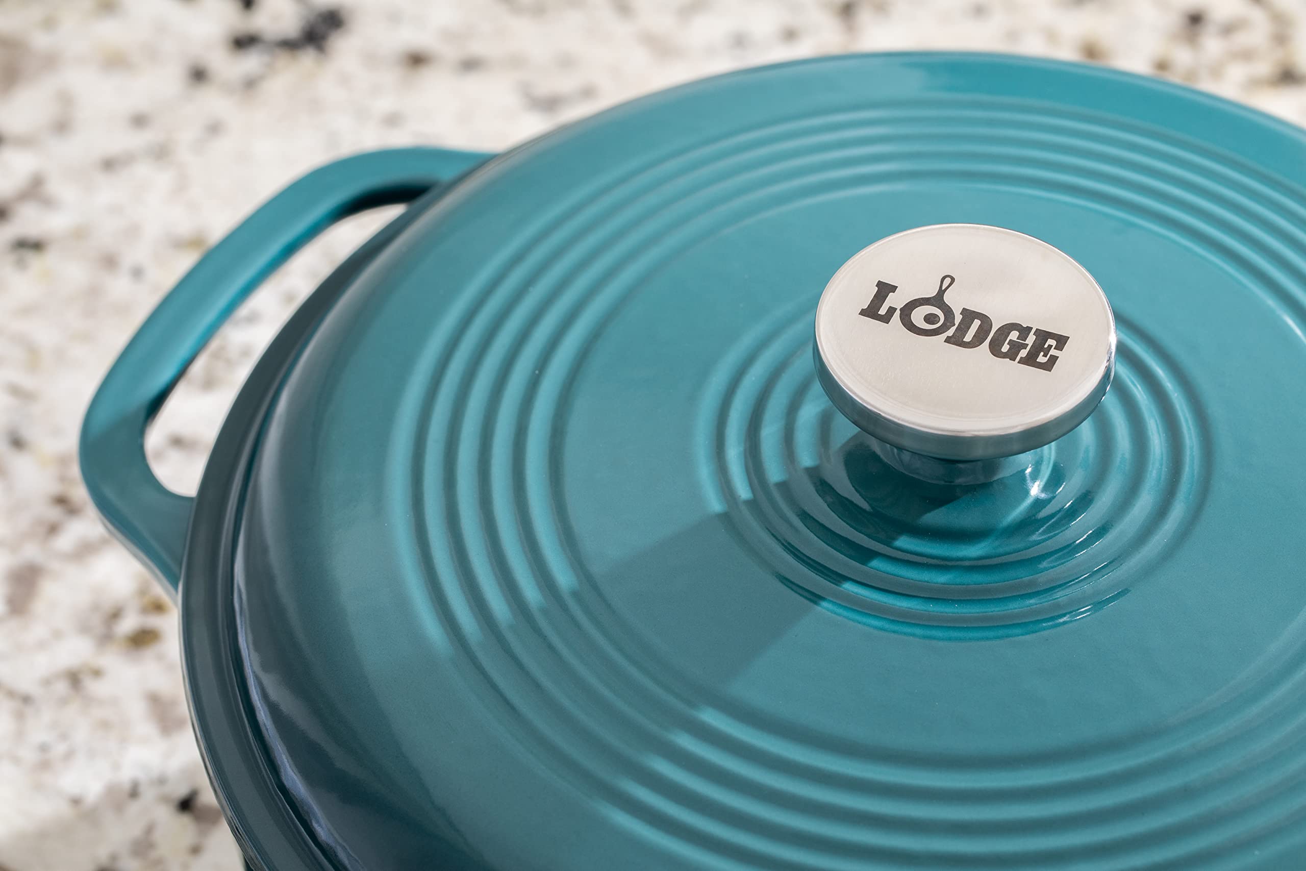 Lodge EC6D38 Enameled Cast Iron Dutch Oven, 6-Quart, Lagoon & L8SK3 10-1/4-Inch Pre-Seasoned Skillet