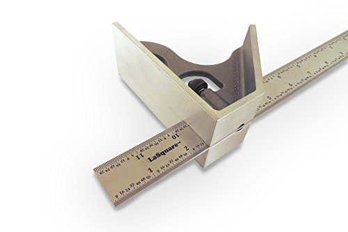 LaSquare 12” SAE Machinist Combination Square, Saddle Square, Stainless Steel Blade with 1/64", 1/32", 1/16" and 1/8" Markings, Hardened Aluminum Head LAS 12SS-12"