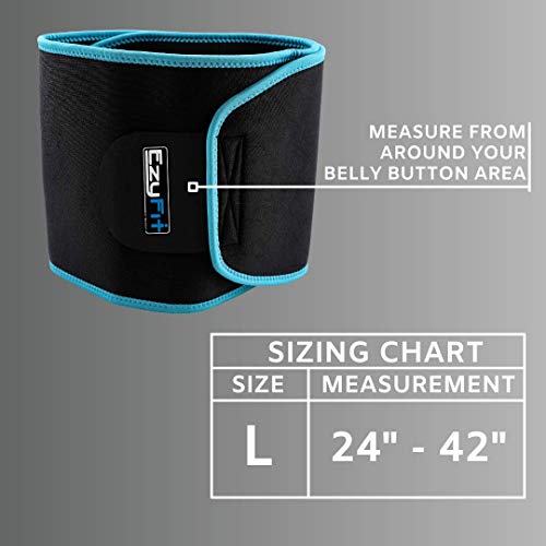 MONTAVI EzyFit Waist Trimmer Premium Exercise Workout Ab Belt for Women & Men Adjustable Stomach Trainer & Back Support, Black Blue Trim Fits 24-42"