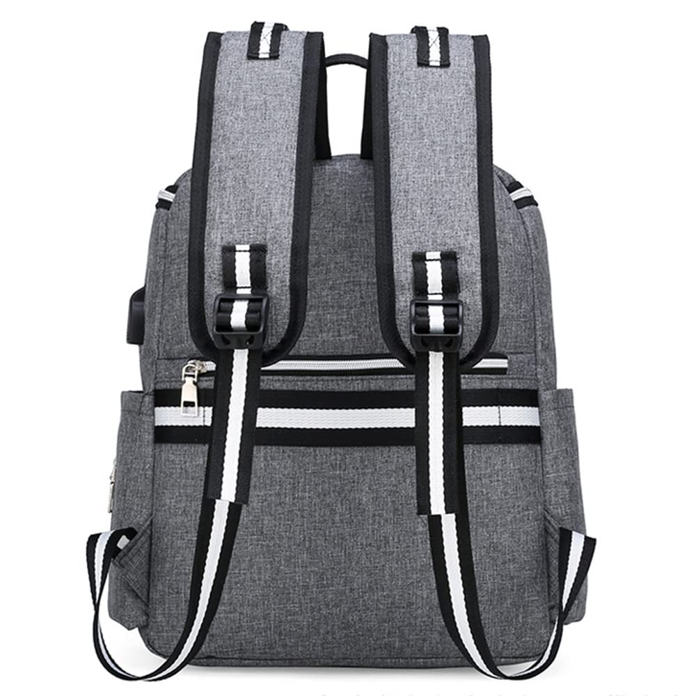 GUANGCAIJIA diaper bag waterproof backpack for cute baby boy girl with changing pad unisex stroller mommy hospital essentials (grey)