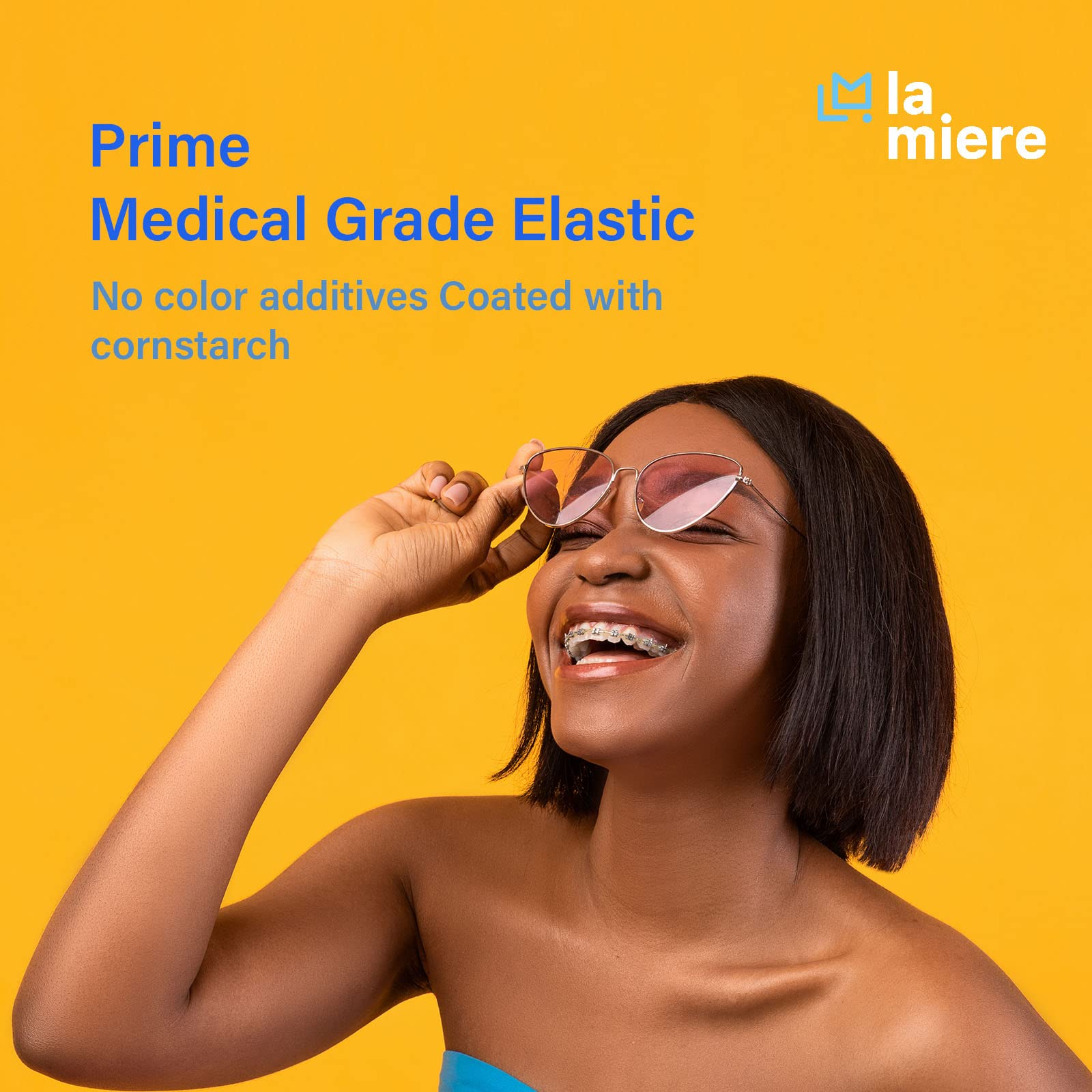 LA MIERE 400 pack Orthodontic Elastics Dental Rubber Bands Intraoral Elastic Bands (Medium, 5 Oz, 5/16'' (8mm))