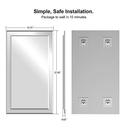 FRALIMK Mirror on Mirror Rectangular Beveled Edge Polished Frameless Rectangle Bathroom Decorative Wall Mirrors for Entryway, Living Rooms and Bedrooms, 15.75" x 27.56"