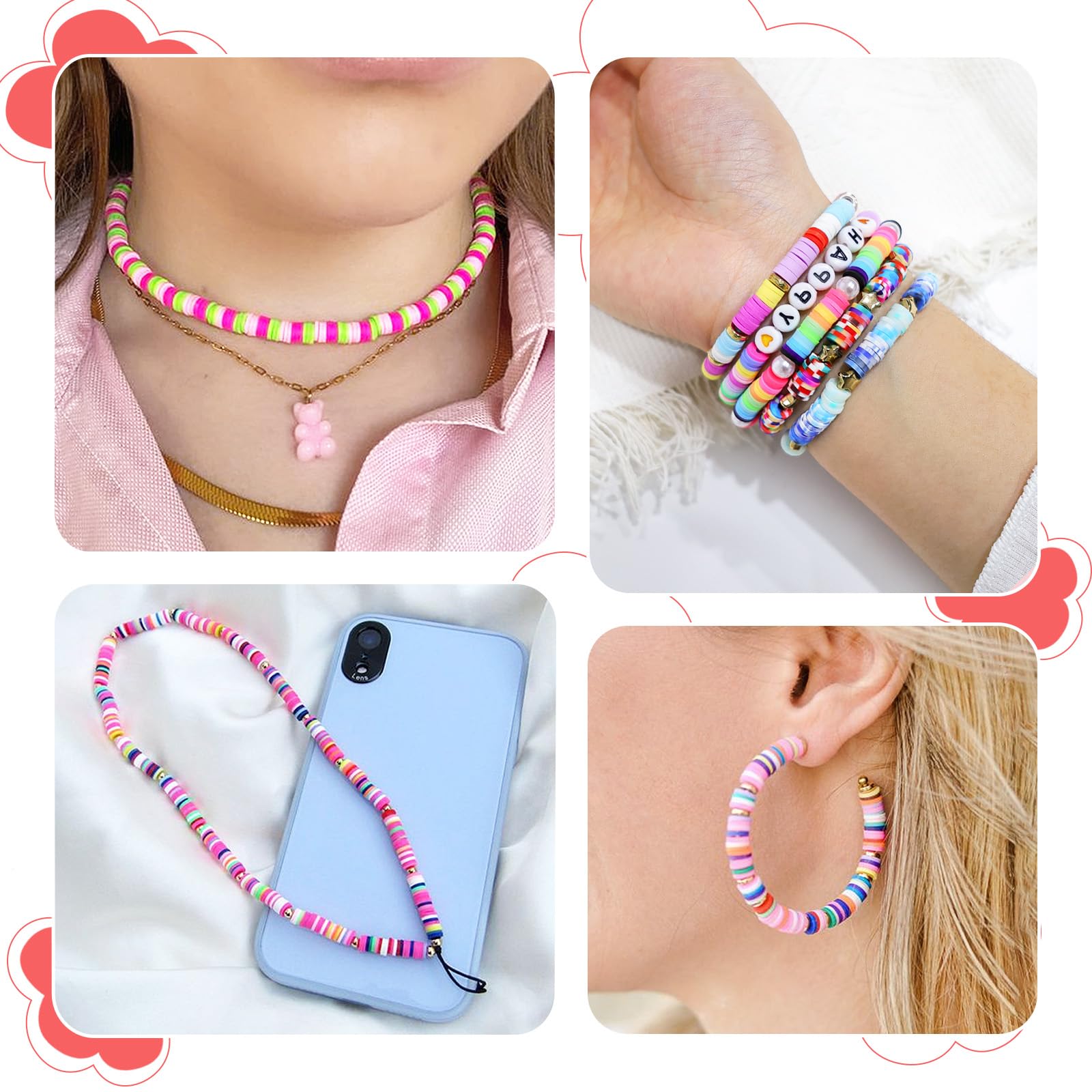 Redtwo 30000 Pcs Clay Beads Bracelet Making Kit, 9 Boxes 192 Colors Friendship Bracelet Kit Flat Polymer Heishi Beads for Jewelry Making, Crafts Gift for Girls Ages 6-12 (Clay Beads 30000)