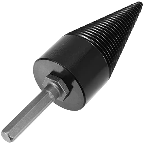 JEUIHAU 2 Pack 42 mm Firewood Log Splitter Drill Bit, Hex Shank Wood Splitter Drill bit, Portable Heavy Duty Drill Screw Cone Driver for Cutting Hickory, Oak, Sycamore, Walnut