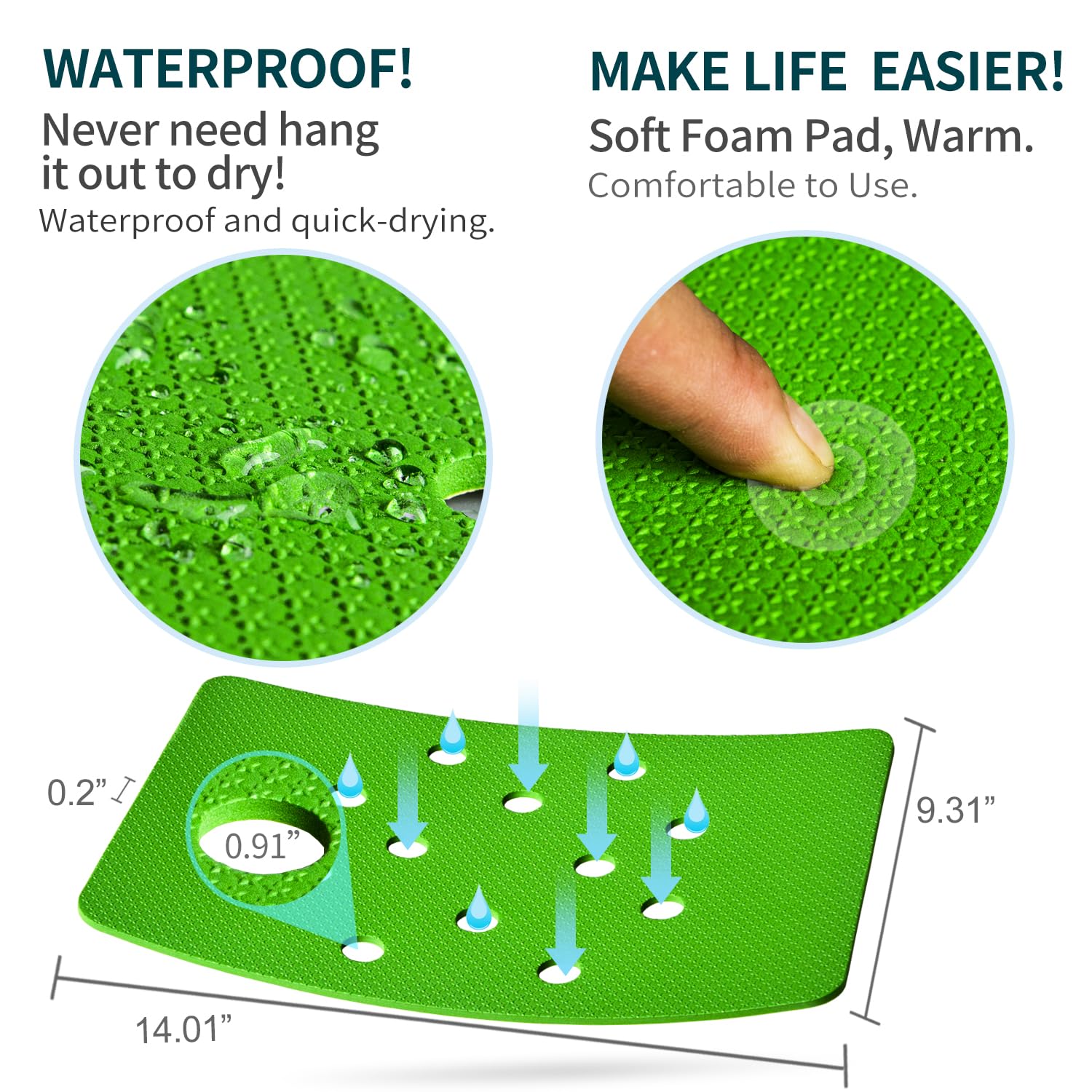Soft Cushion for Shower Seat, Bath Chair Mat 14" x 10", Non-Skip Foam Pad for Shower Chair, Bathroom Shower Stool Mat for Elderly, Handicap & Disabled, Cover Shower Bench