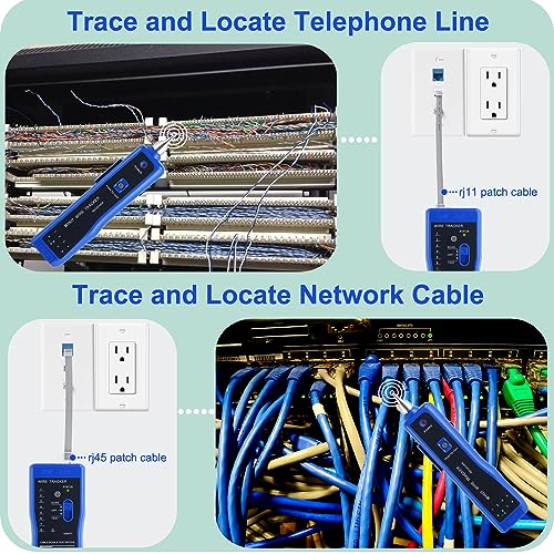 mykit Multi-Function Network Cable Tester RJ45 RJ11 Wire Ethernet Tracer Remote Toner Tool Kit with Bag Probe Audio Tone for LAN CAT5 CAT6 Tracker Telephone Line Finder Speed Check Home Repair