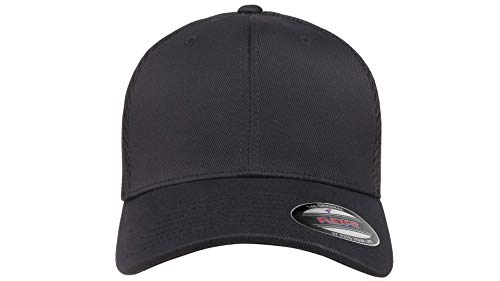 Flexfit Unisex Ultrafibre Airmesh Fitted Trucker Hat, Black, Large-X-Large