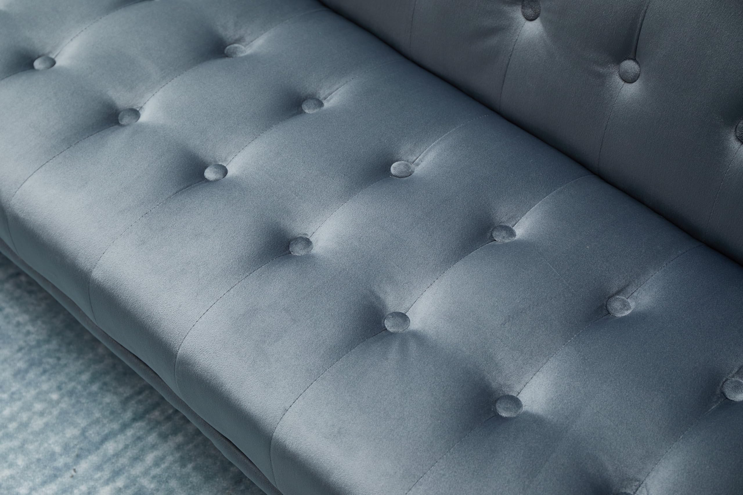 MODCART 75 Inch Velvet Futon Sofa Bed with Adjustable Back, Convertible Futon Couch, w/Tufted Buttoned Design & Metal Legs, Upholstered Slpper Bed for Home, Small Space Apartment