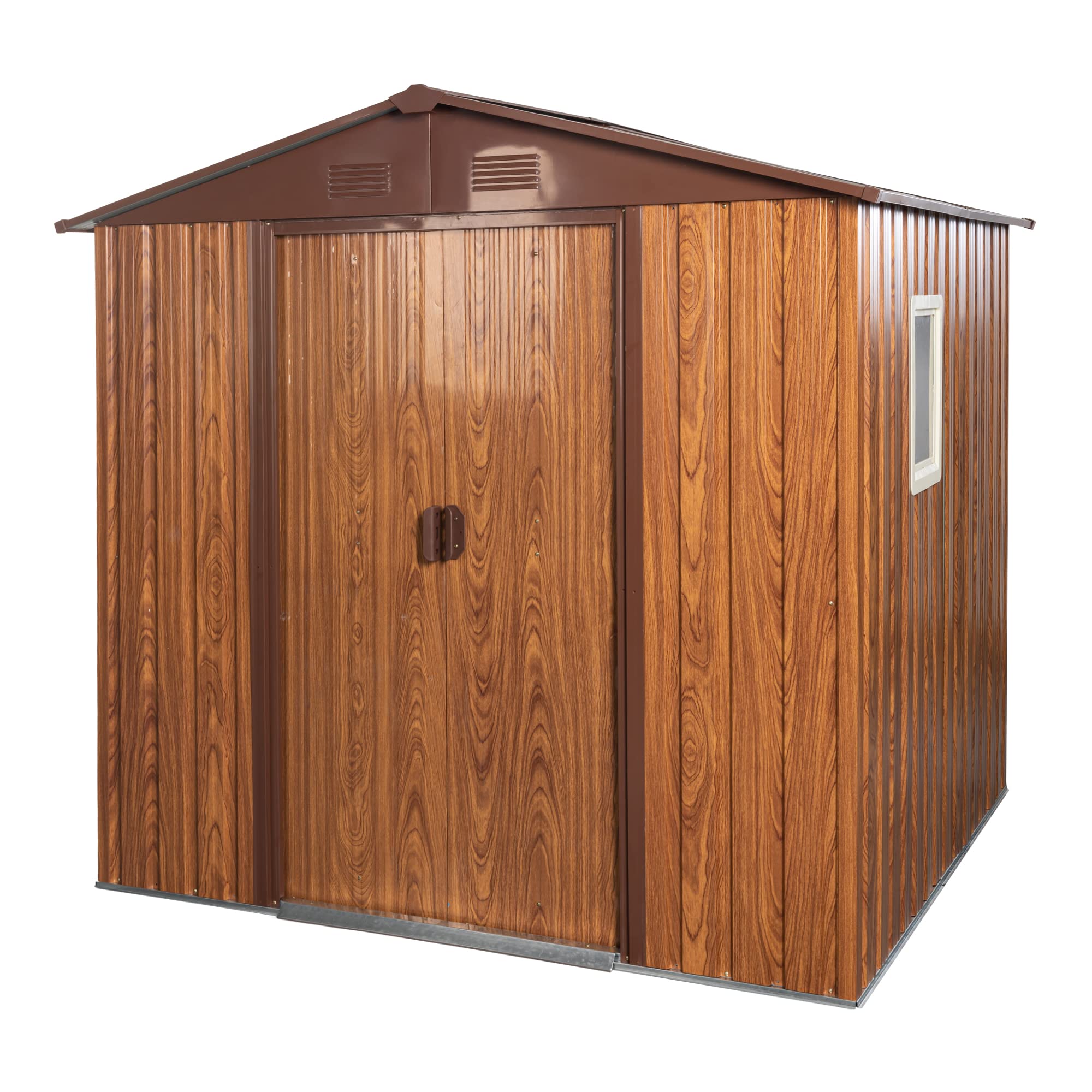 Tzou Outdoor Storage Shed 6ft x 6ft Heavy Duty Metal Tool Sheds Storage House Easy Assembly for Garden Patio Lawn with Window