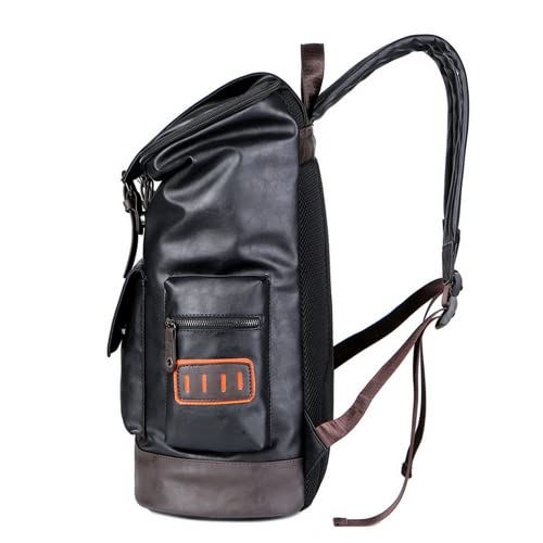 HKZHITOU Leather Backpack For Men,Men Leather Laptop Backpack Travel Waterproof Bag Fit 16 Inch