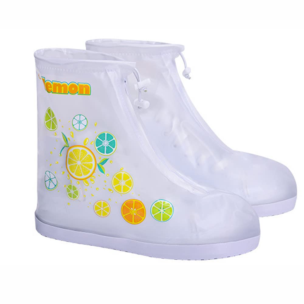 GUIGU Kids Shoe Covers for Rain Waterproof Overshoes for Cycling/Outdoor(Lemon Yellow,Medium)