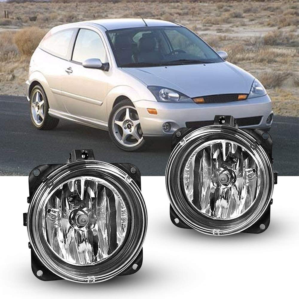 Fog Lights for 2000-2005 Ford Focus 2005-2006 Ford Escape 2003-2004 Ford Mustang (Cobra Model Only) 2000 Lincoln LS Clear Lens Fog Lamps with H10 12V 42W Halogen Bulbs