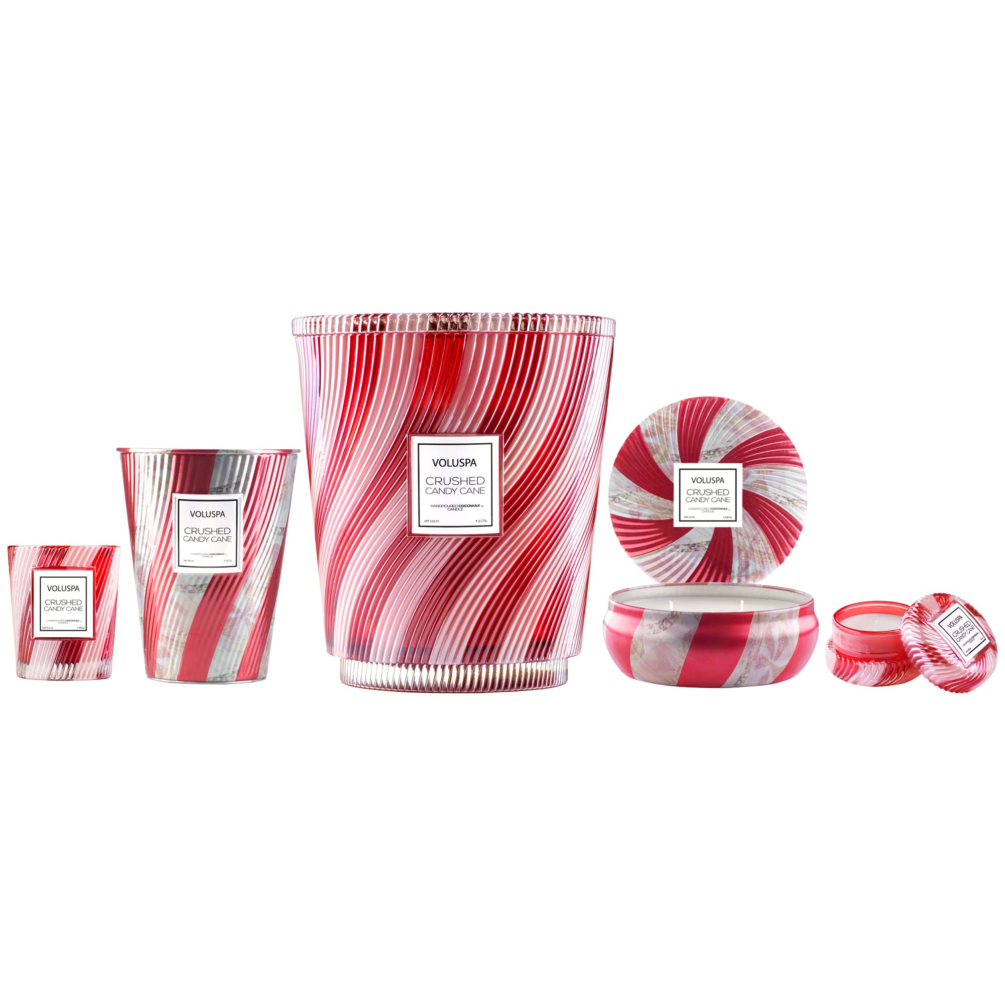 Voluspa Crushed Candy Cane Candle | Classic Boxed Candle | 6.5 Ounces | 40 Hour Burn Time | All Natural Wicks and Coconut Wax for Clean Burning | Vegan | Non-Toxic