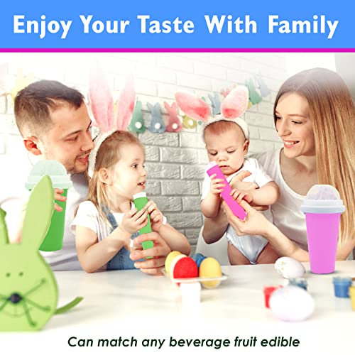 Slushy Maker Cup - TikTok Frozen Magic Quick Smoothie Cup- With Free Popsicle Mold , Sponge & Cleaning brushes , Bottle with 2 in 1 Straw - Squeeze Icy Frozen Slushie Cup - Cooling Slushie for Smoothies -Green