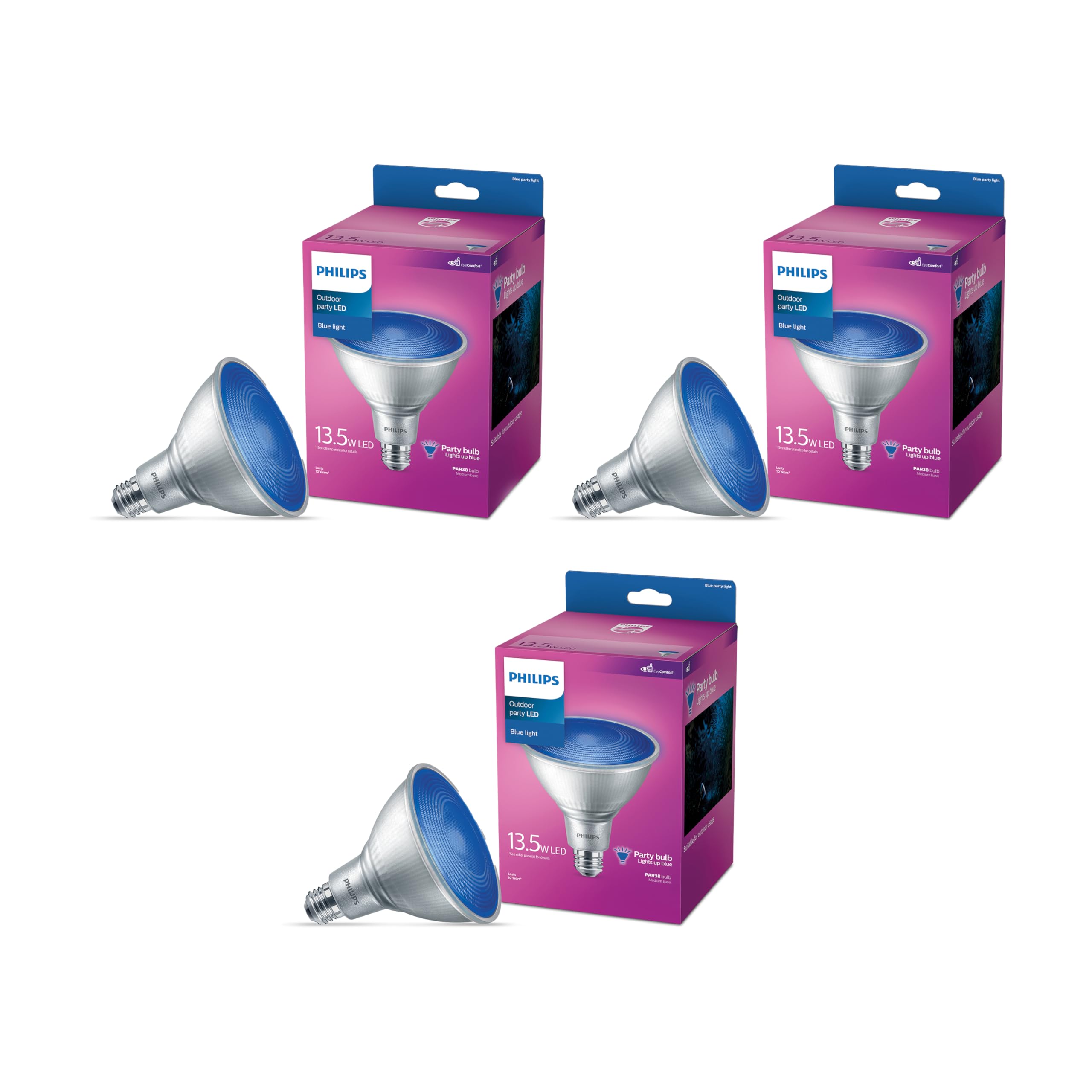 PHILIPS PAR38 LED Flood Blue 3-Pack
