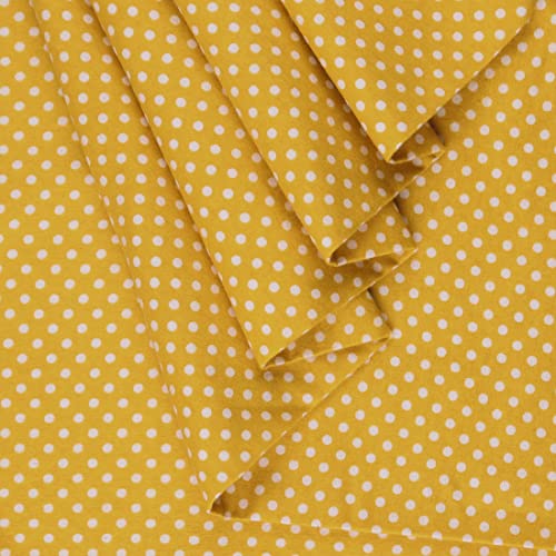 Mook Fabrics Flannel Polka Dot, Mustard/White, 15 Yard Bolt