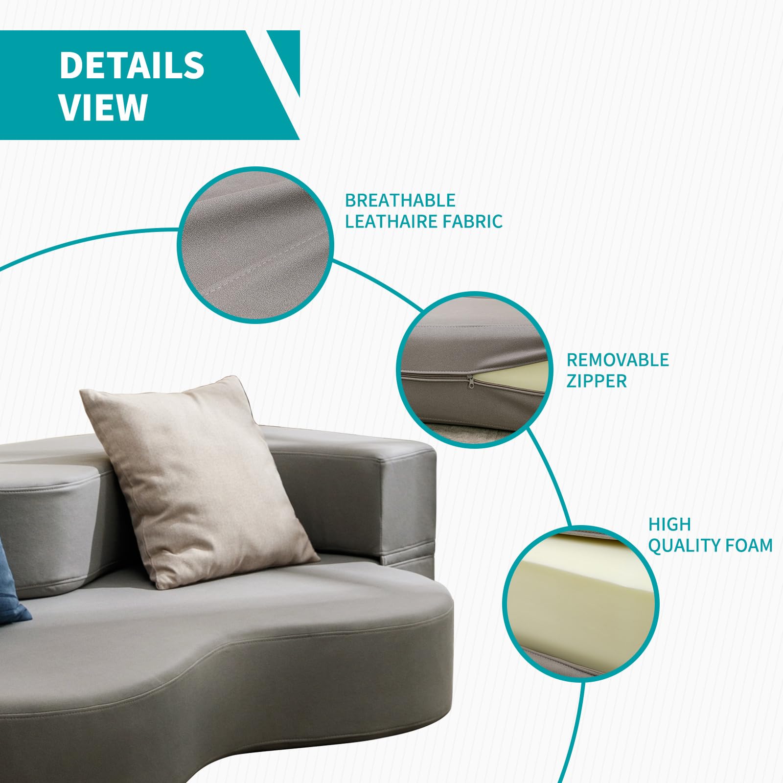 Mjkone Folding Sofa Bed, Fold Out Futon Sofá Bed, Foldable Floor Couch Bed with Memory Foam, Convertible Full Sleeper Couch Bed, Stylish Lazy Sofa Bed for Living Room, Guest Room-Light Gray