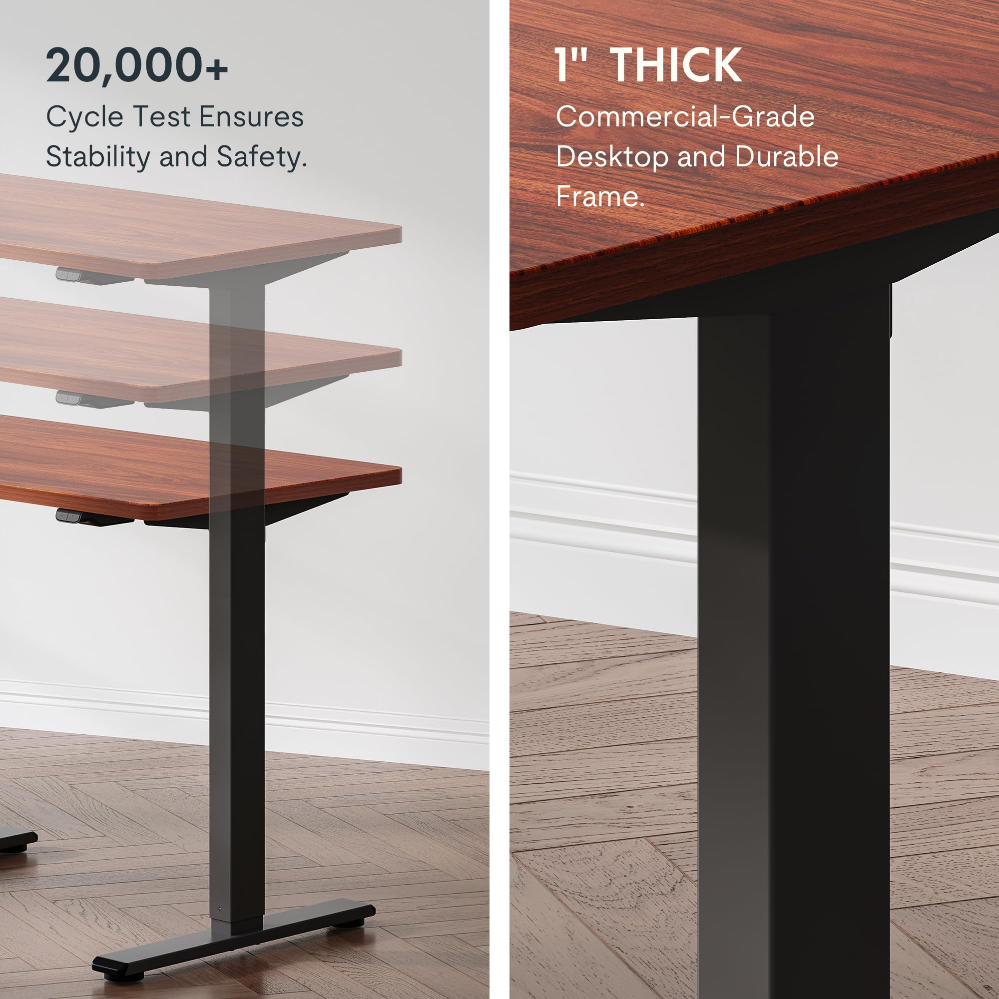 FLEXISPOT EC1 Standing Desk 55 x 28 Inches Electric Stand Up Desk Workstation, Whole-Piece Desk Board Home Office Computer Height Adjustable Desk (Black Frame + 55" Mahogany Top 2 Packages)