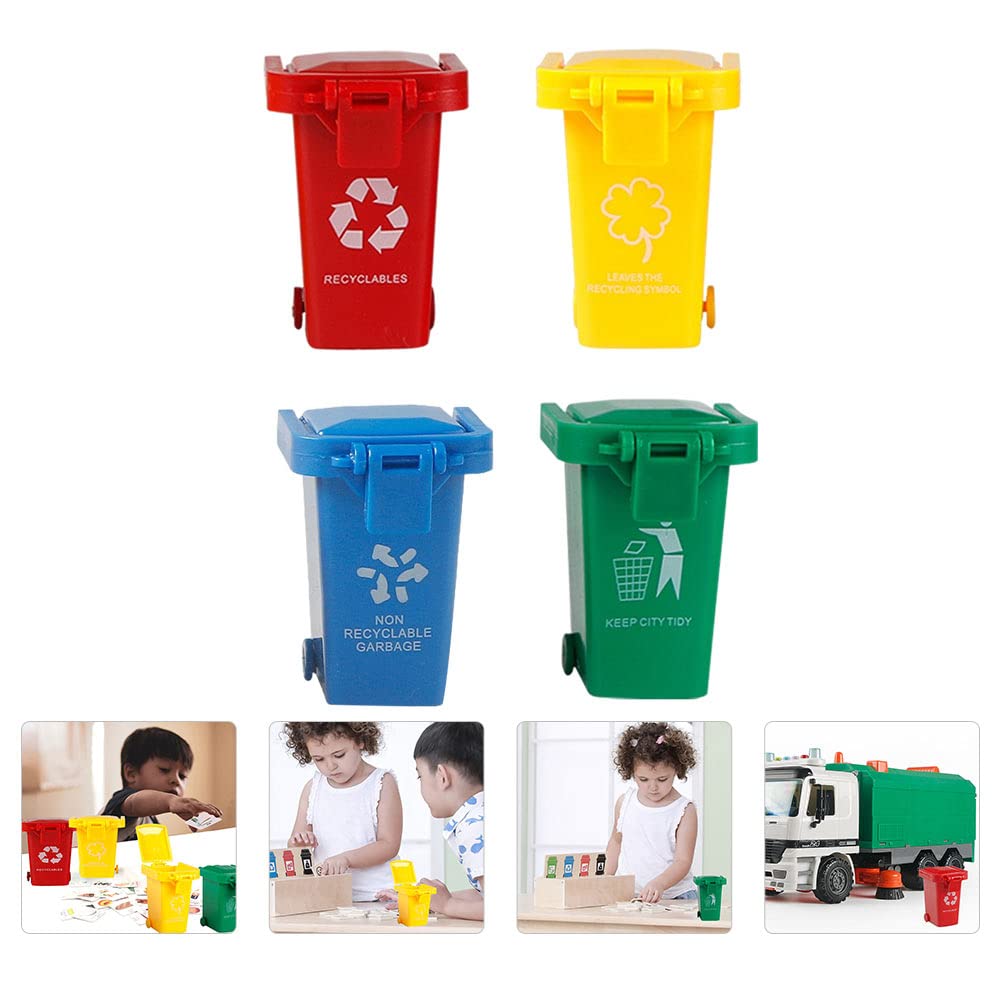 HANABASS Garbage Truck 12 Pcs Miniature Trash Trash Truck Garbage can Toy Recycle Toys Can, Garbage Truck Toy Garbage Cans