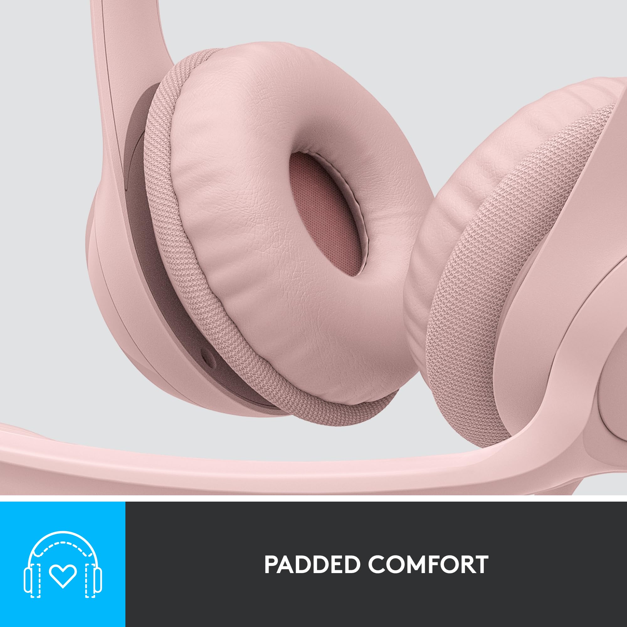Logitech H390 Wired Headset for PC/Laptop, Stereo Headphones with Noise Cancelling Microphone, USB-A, in-Line Controls for Video Meetings, Music, Gaming and Beyond - Rose