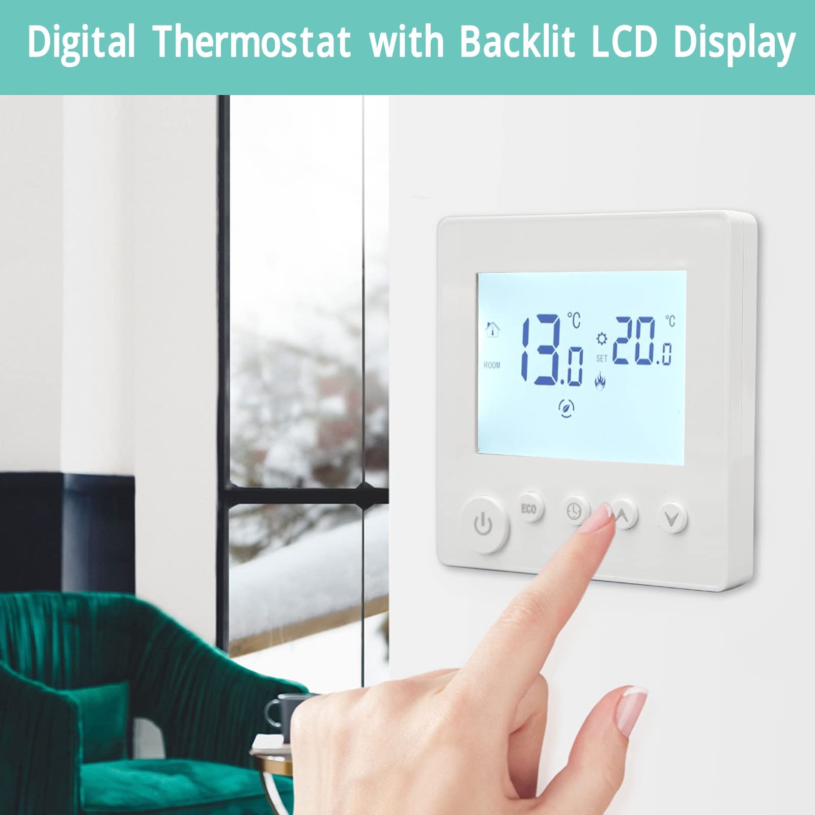 Floor Heating Thermostat, High Accuracy Home Heating Controller AC 90V-240V for Home