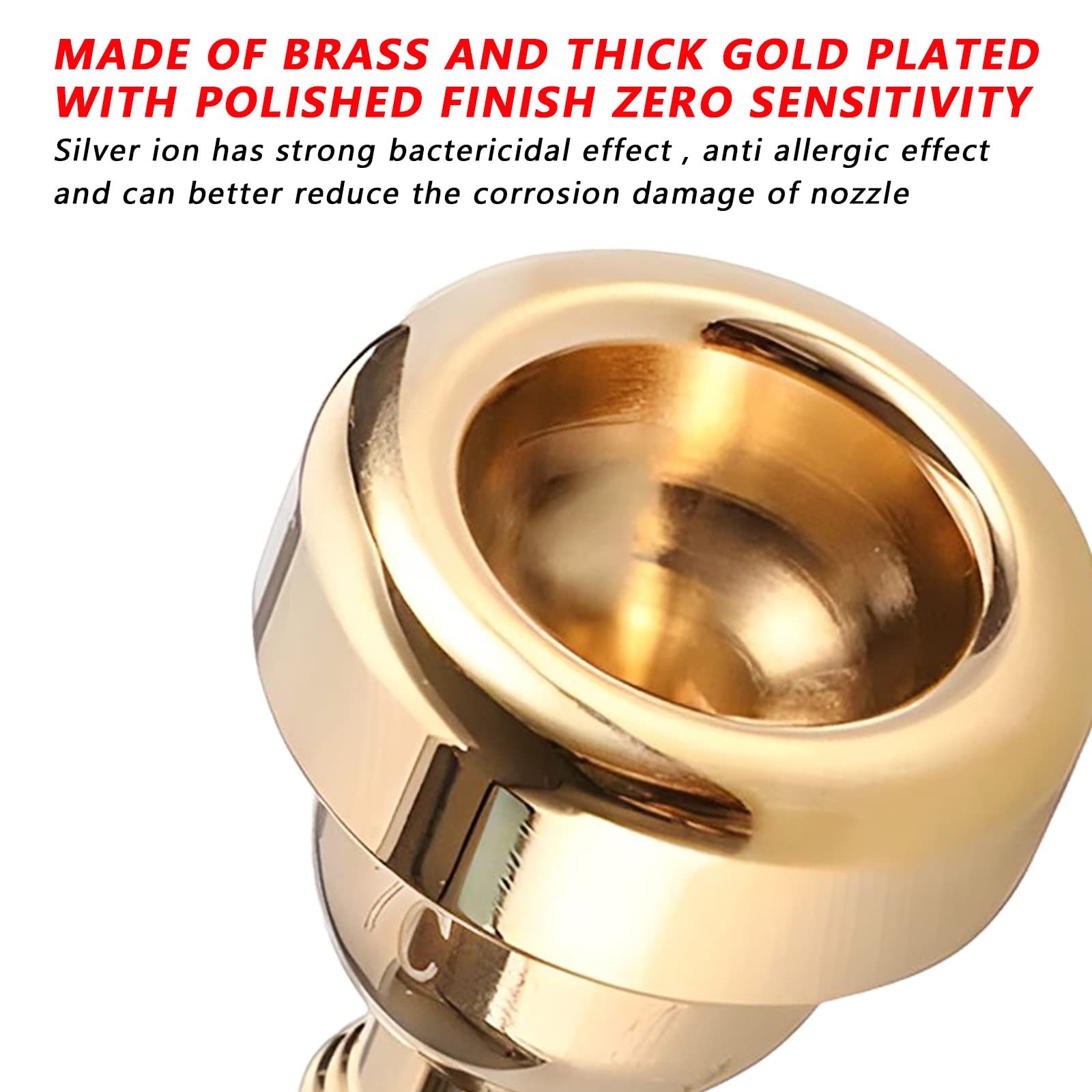 Lespielend Trumpet Mounthpiece Set(3c 5c 7c) 3 Pack Gold Plated for Beginner,Professional Player