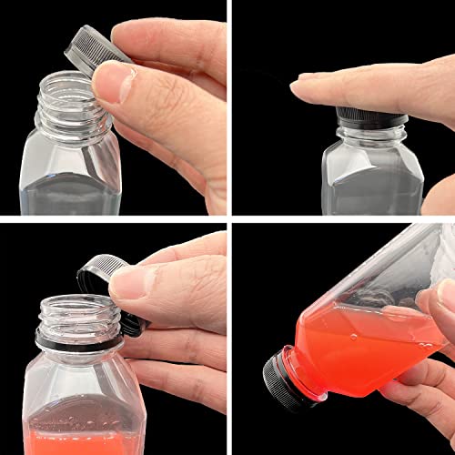 MYYZMY 3 Pcs 8 Ounce Plastic Juice Bottles, Reusable Bulk Beverage Containers for Juice, Milk and Other Beverages, Black lid