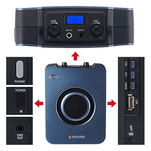 GIGAPHONE MUB50 50W 2.4GHz, 5.2GHz, 5.8GHz 3Bands Wireless Portable Voice Amplifier with a Wireless Transmitter, 4Types of Microphones, Pouch, Shoulder Strap and 3.5mm AUX Cable
